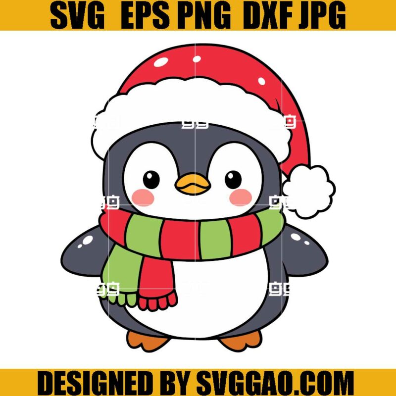 Christmas Penguins SVG, Santa Penguin SVG, Cute Penguin SVG