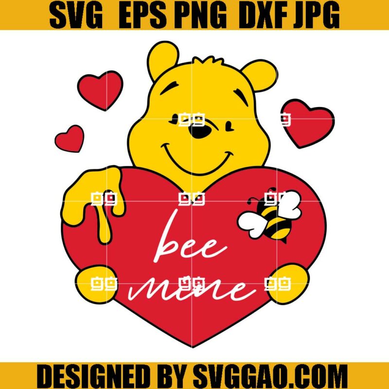 Winnie The Pooh Valentine SVG, Bee Mine Valentine SVG