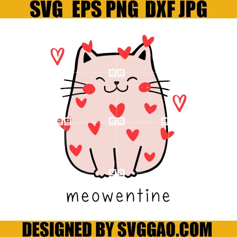 Cat Valentine SVG, Cute Valentines Card SVG, Funny Valentines SVG – SVGGAO