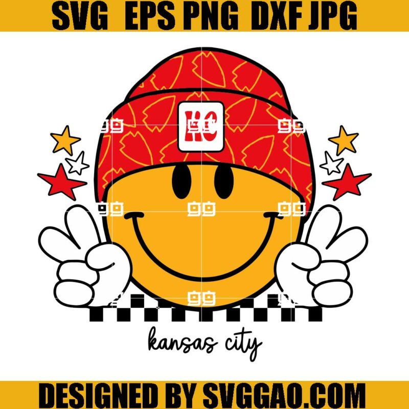 Kansas City Smiley SVG, KC Smiley Face SVG, KC Football SVG