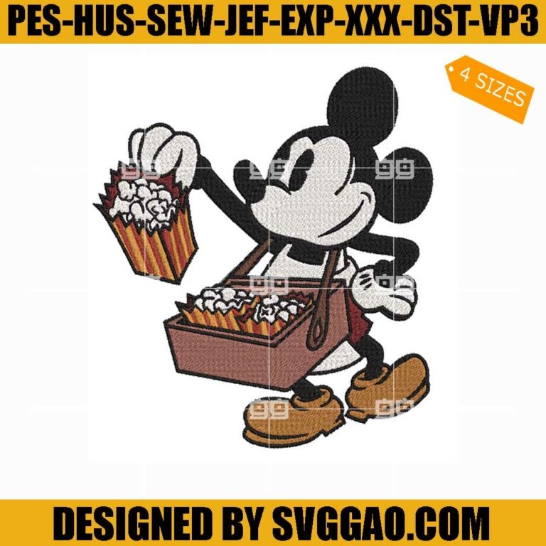 Mickey Mouse popcorn Embroidery Machine Design File – SVGGAO