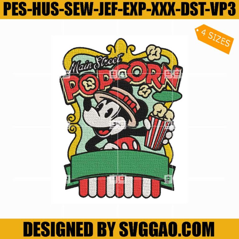 Mickey Mouse popcorn Embroidery Machine Design File – SVGGAO