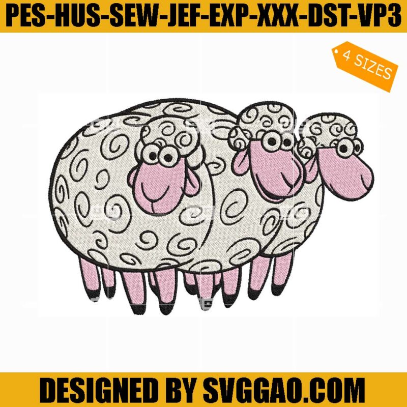 Sheep Embroidery Design, Cute Sheep Embroidery File