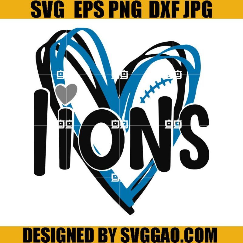 Detroit Lions SVG, Lions Heart SVG, Detroit Football SVG