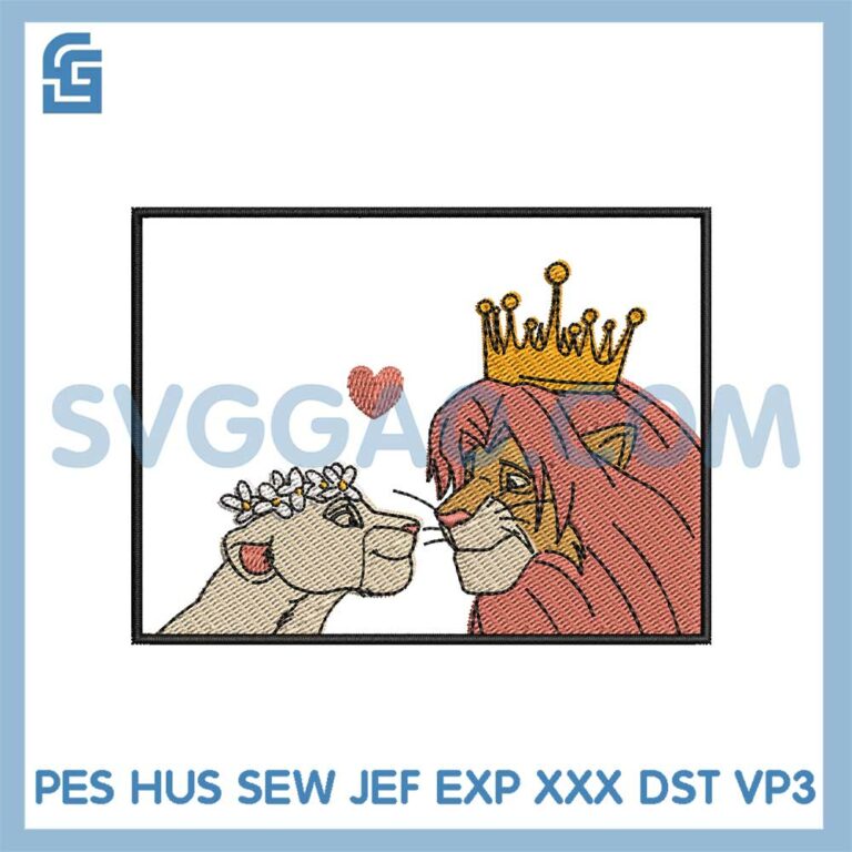 Nala And Simba Embroidery Design, Lion King Embroidery File