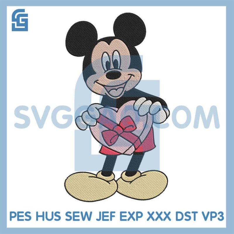 Mickey Mouse Heart Embroidery Design