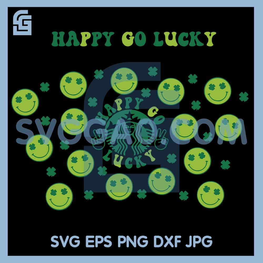 Happy Go Lucky Smiley Starbucks Svg, Patricks Smiley Starbucks Svg ...