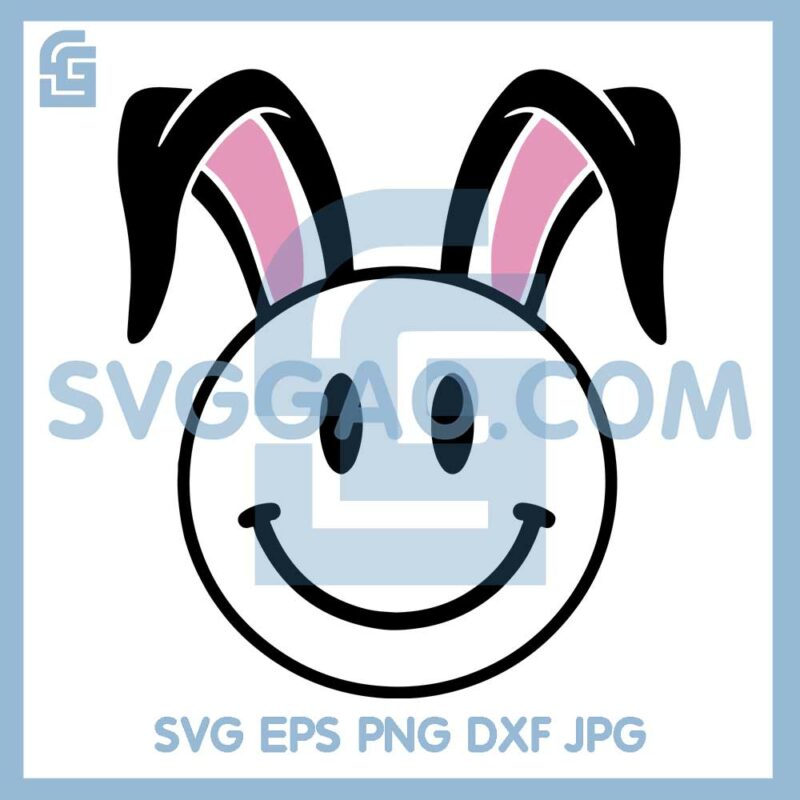 Easter Bunny Smiley New Svg, Bunny Retro Smiley Face Easter Bunny Svg