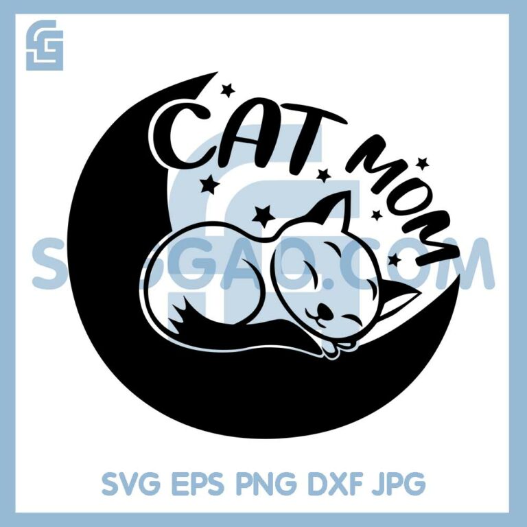 Cat Moon Svg, Cat Mom Svg, Cat Svg