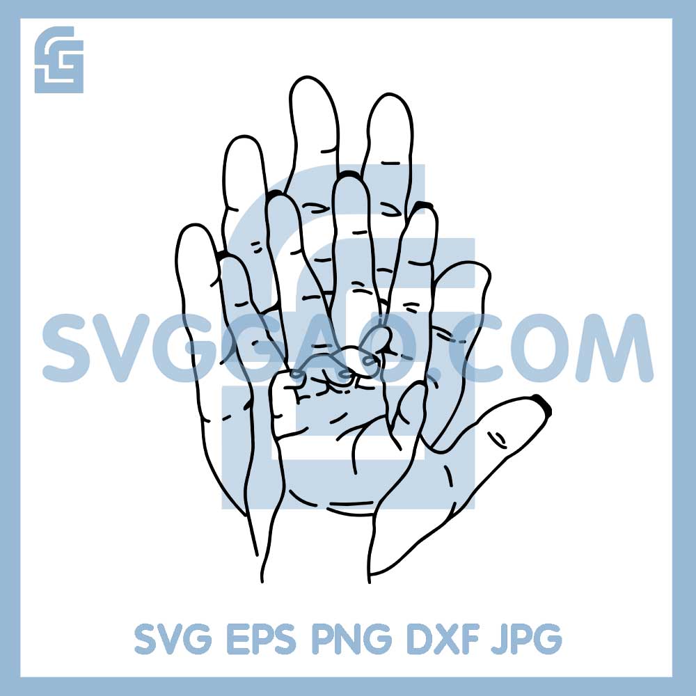Family Hands Cute Svg, Mom Dad And Baby Hand Svg, Family Baby Shower Svg