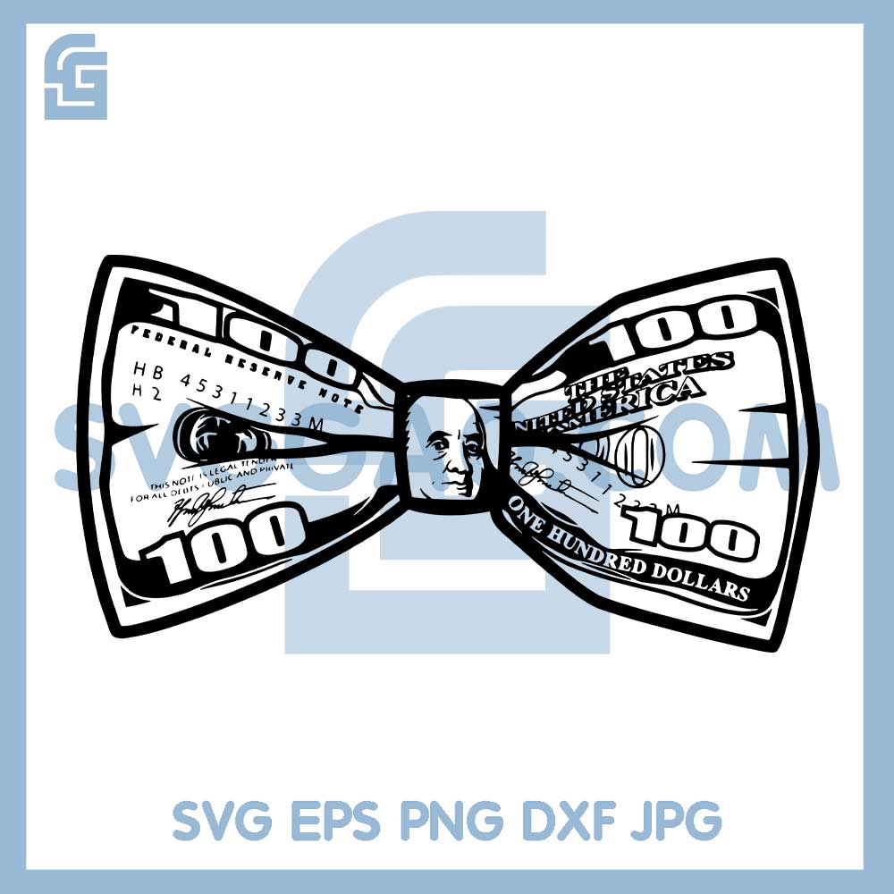 100 USD Money Ribbon Svg, Dollar Bill Clipart Svg, Rich Dad Svg
