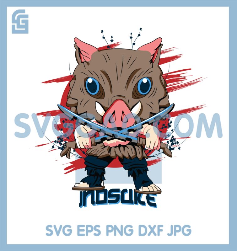 Hashibira Inosuke Holding Sword Svg, Inosuke Svg, Inosuke Anime Svg