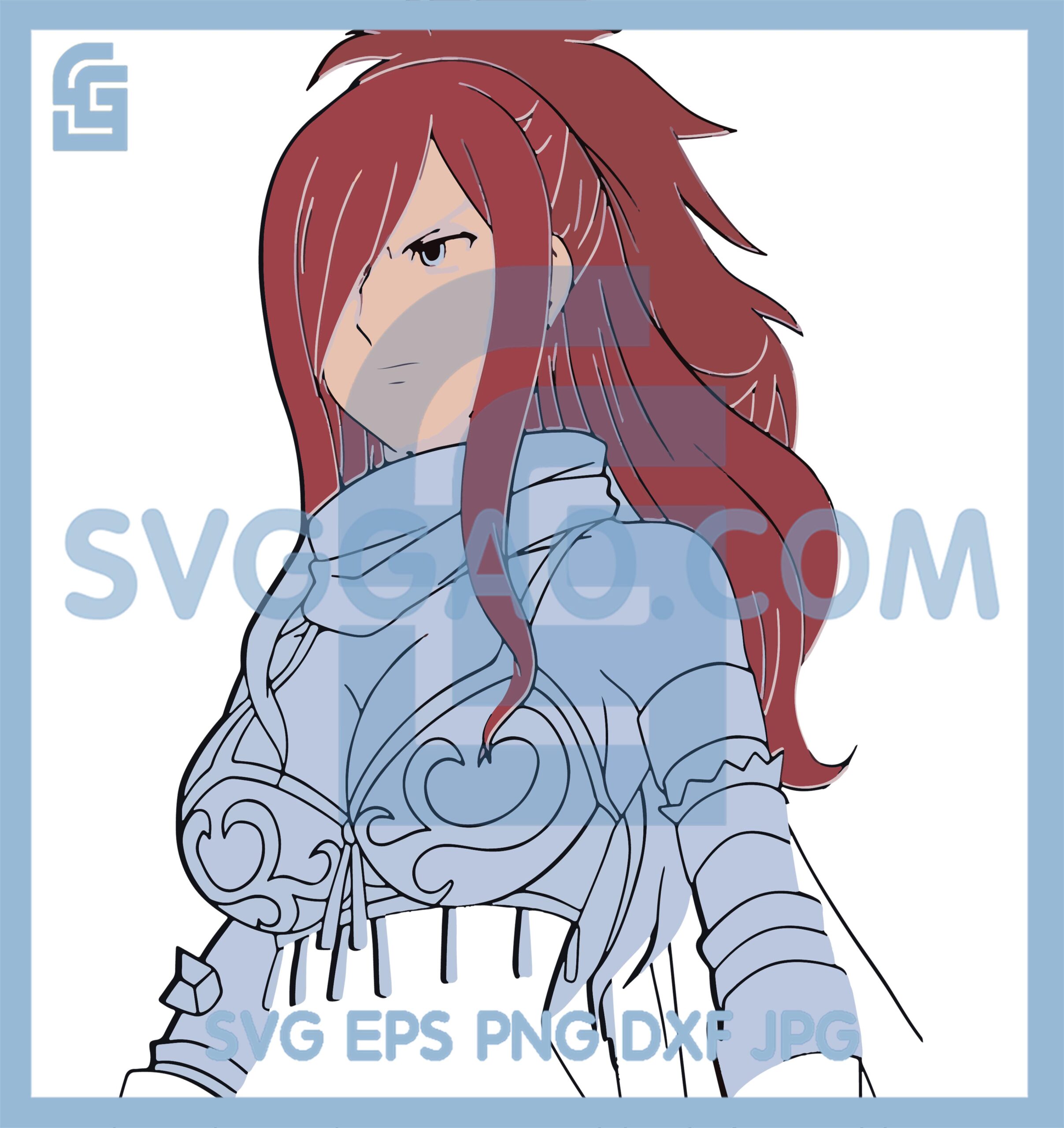 Erza Scarlet Fairy Tail Svg, Anime Fairy Tail Svg, Cartoon Erza Scarlet Svg