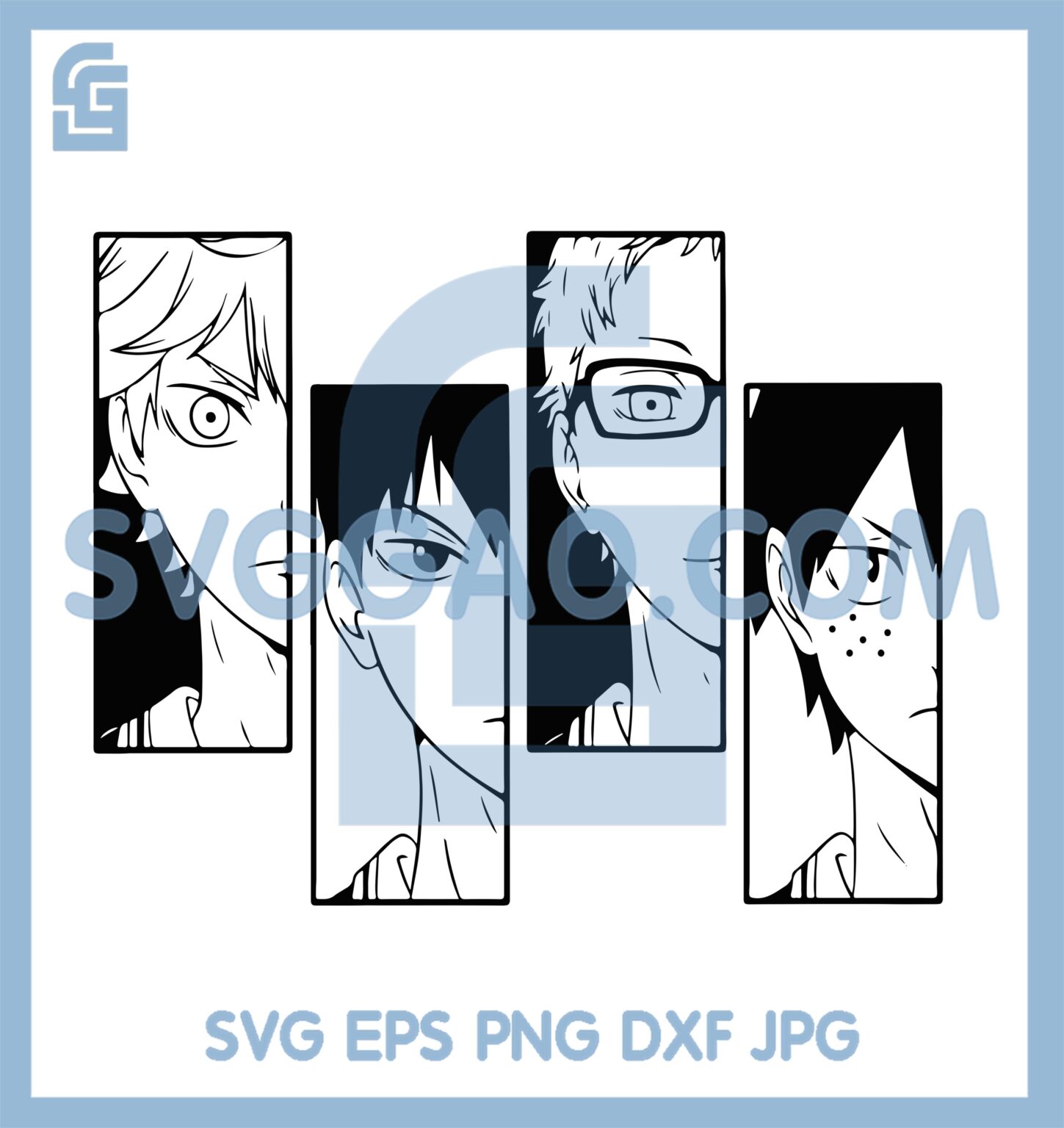 Haikyuu Anime Face Wall Svg, Manga Japanese Svg, Love Anime Svg