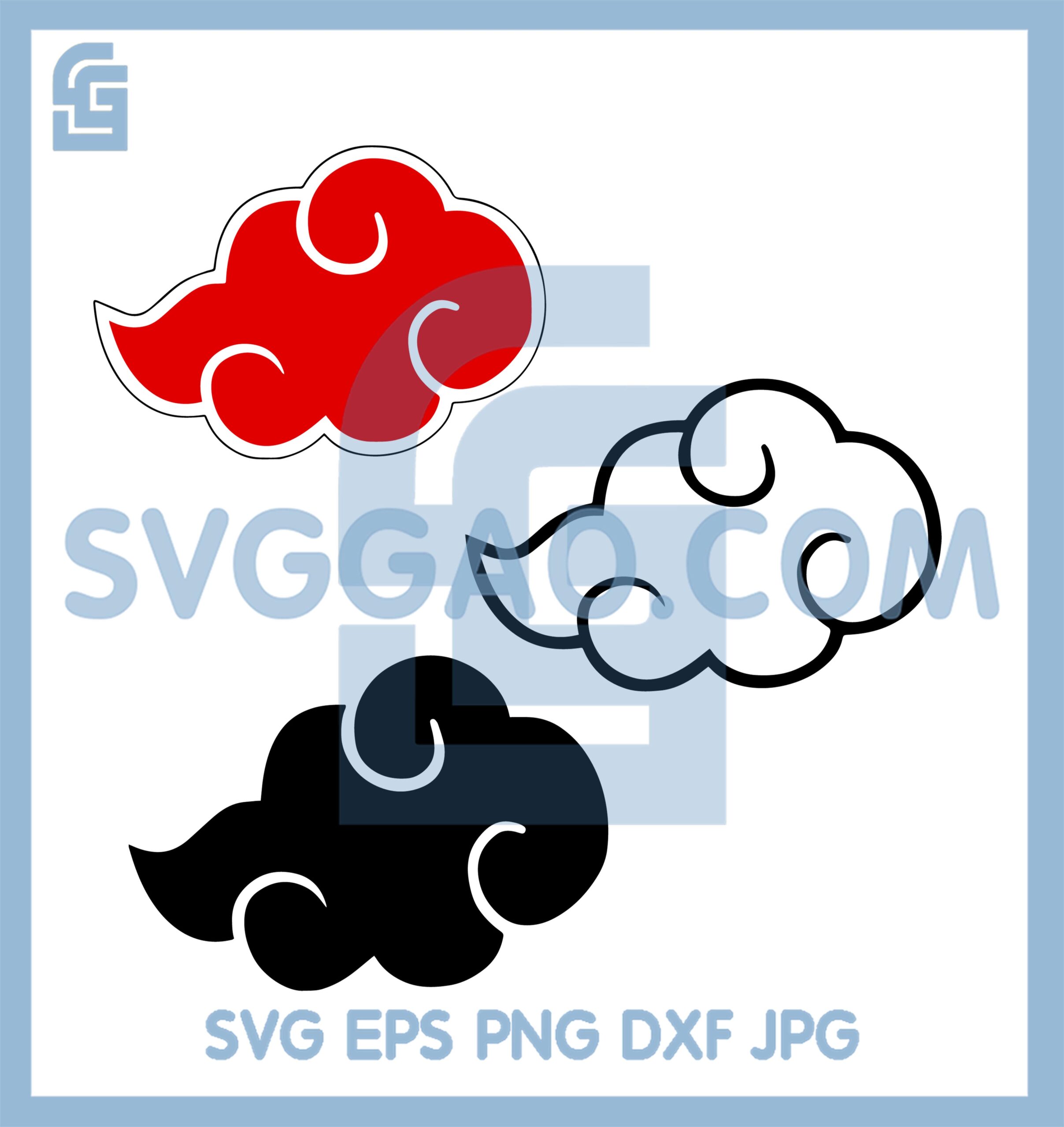 Akatsuki Cloud Svg, Anime Cloud Svg, Cloud Svg
