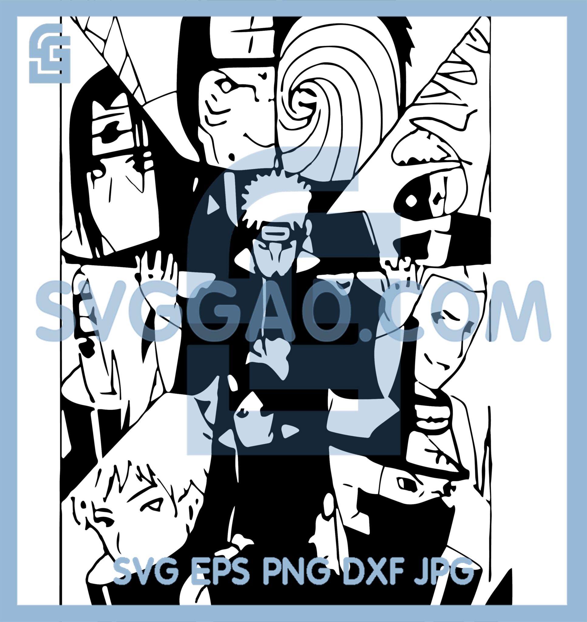 Akatsuki SVG Bundle, Naruto Villains Silhouette Cut File, Anime Ninja SVG