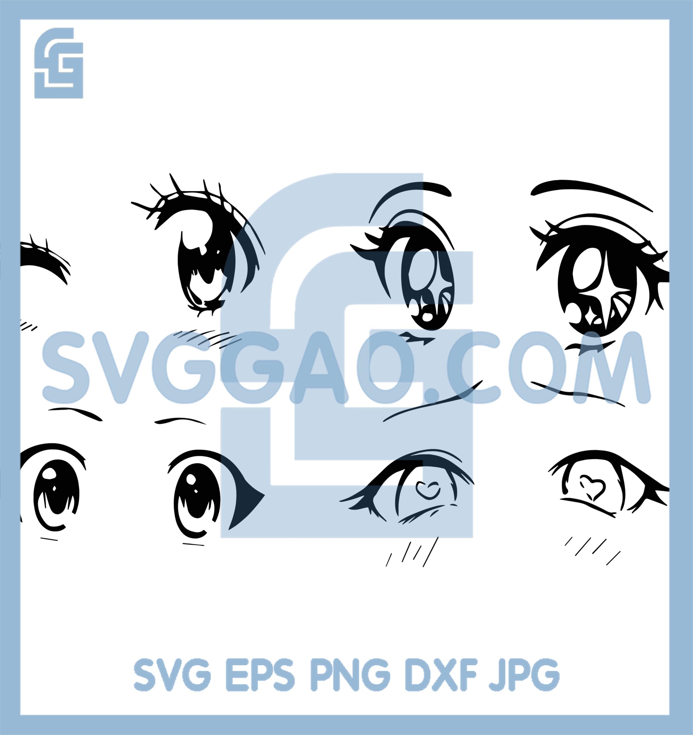 Anime Girl Eyes Super Cute Svg, Anime Eyes Svg, Anime Japanese Svg