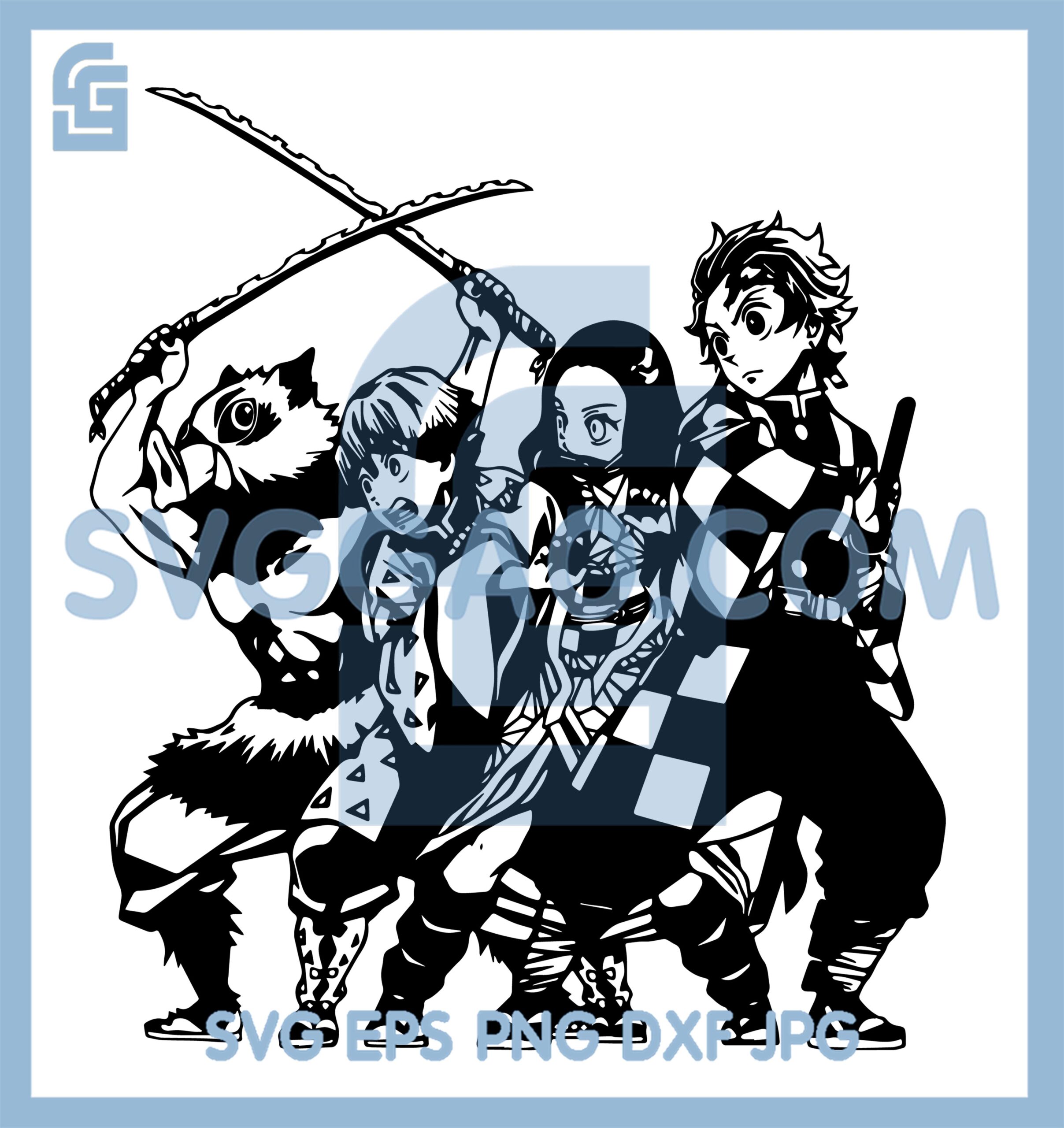 Anime Hashibira Inosuke Svg, Kamado Tanjiro Svg, Kamado Nezuko Svg