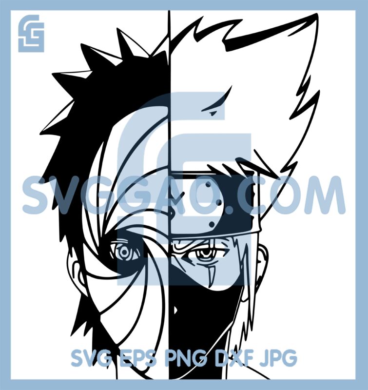 Anime Manga Svg, Cartoon Anime Split Face Svg, Anime Svg