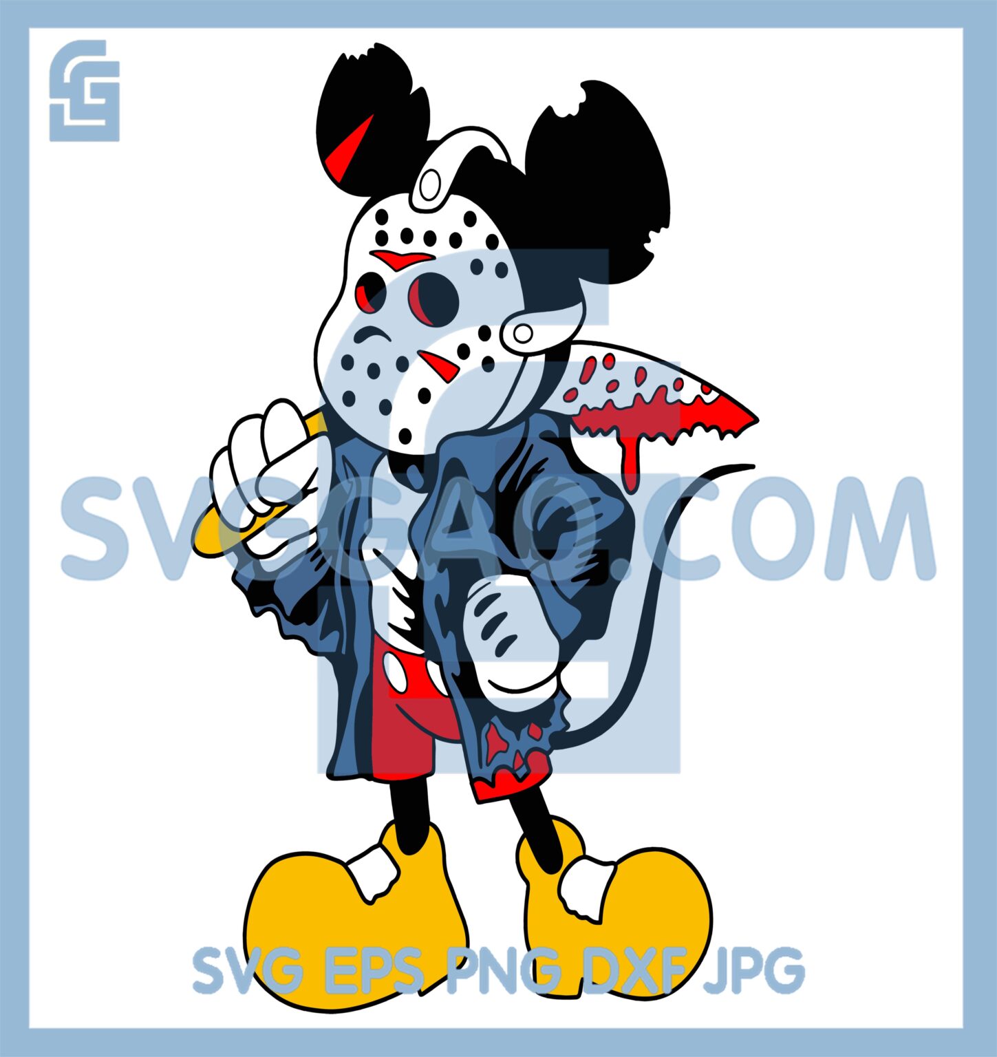 Horror Movie Characters Mickey Mouse Svg, Wearing a Mask Carrying a ...