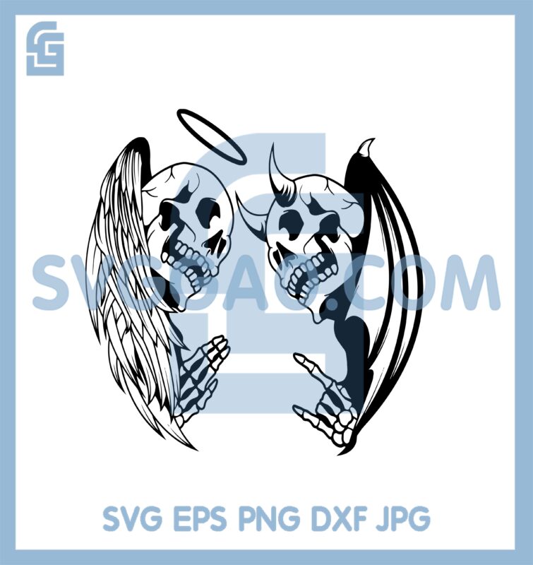 Angel Devil Skull Face To face Svg, Good And Bad Clipart Svg, Saint And ...