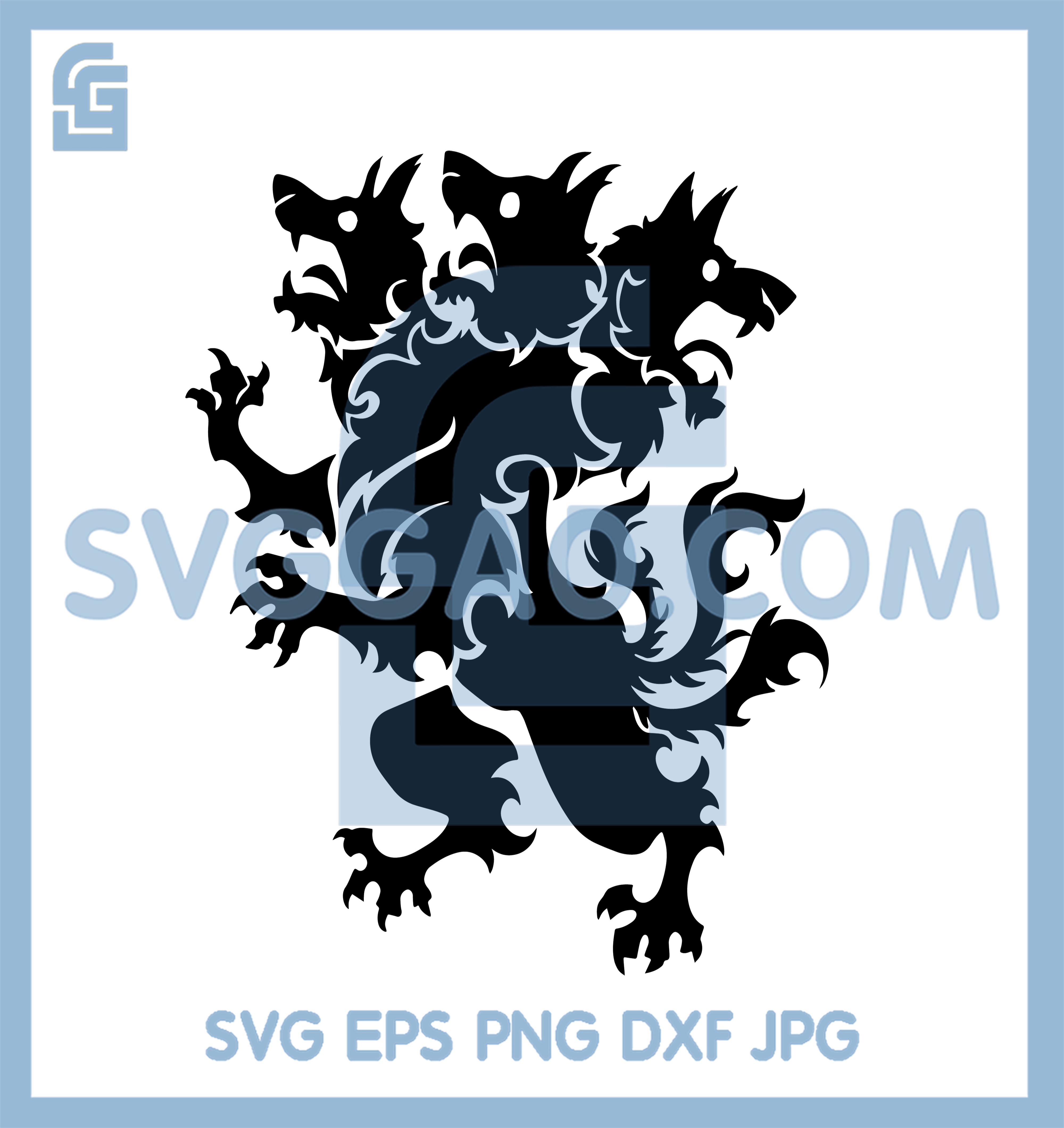 Heraldic Cerberus Three Headed Dog Svg, Heraldic Cerberus Svg