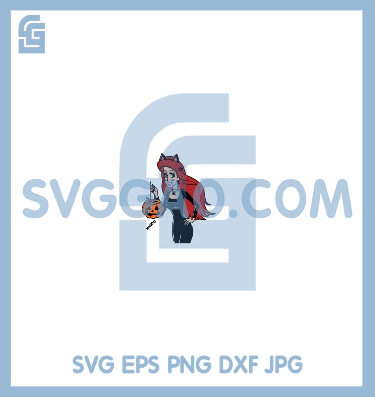 Ariel Halloween Hodling Pumpkin Svg, Ariel Halloween Cute Svg, Ariel ...