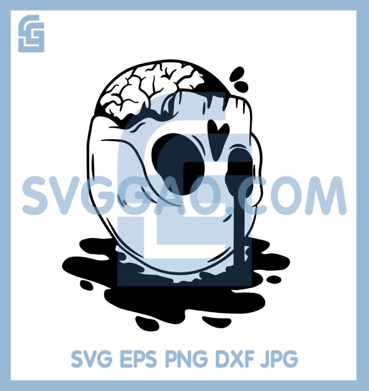Bleeding Skull Svg, Halloween Dead skull Svg, Brain Blood Skull Svg ...