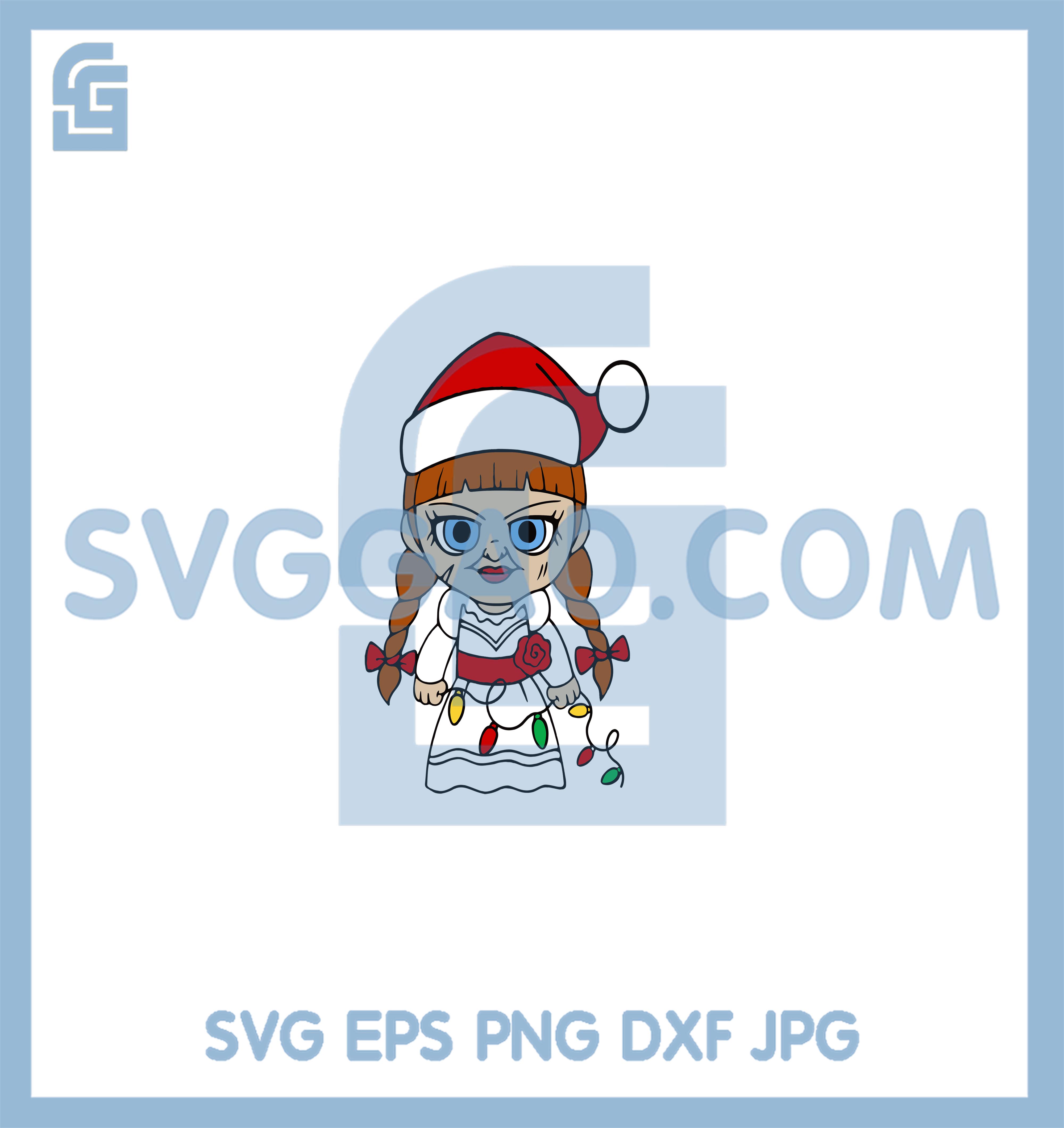 Annabelle Chibi Christmas Hat Svg, Christmas And Halloween Svg