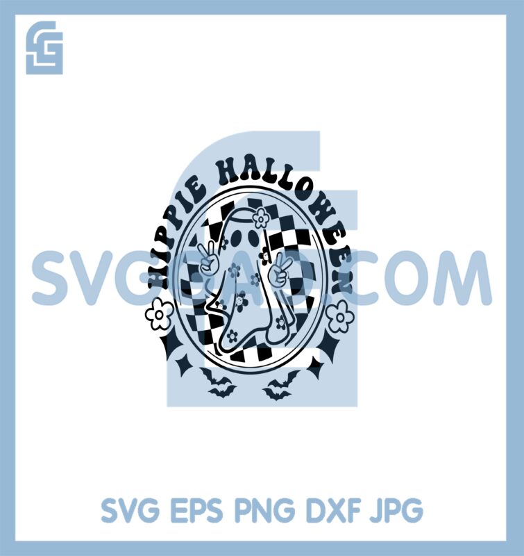 Ghost Hippie Halloween Svg, Halloween Svg, Hippie Svg, Spooky Season Svg