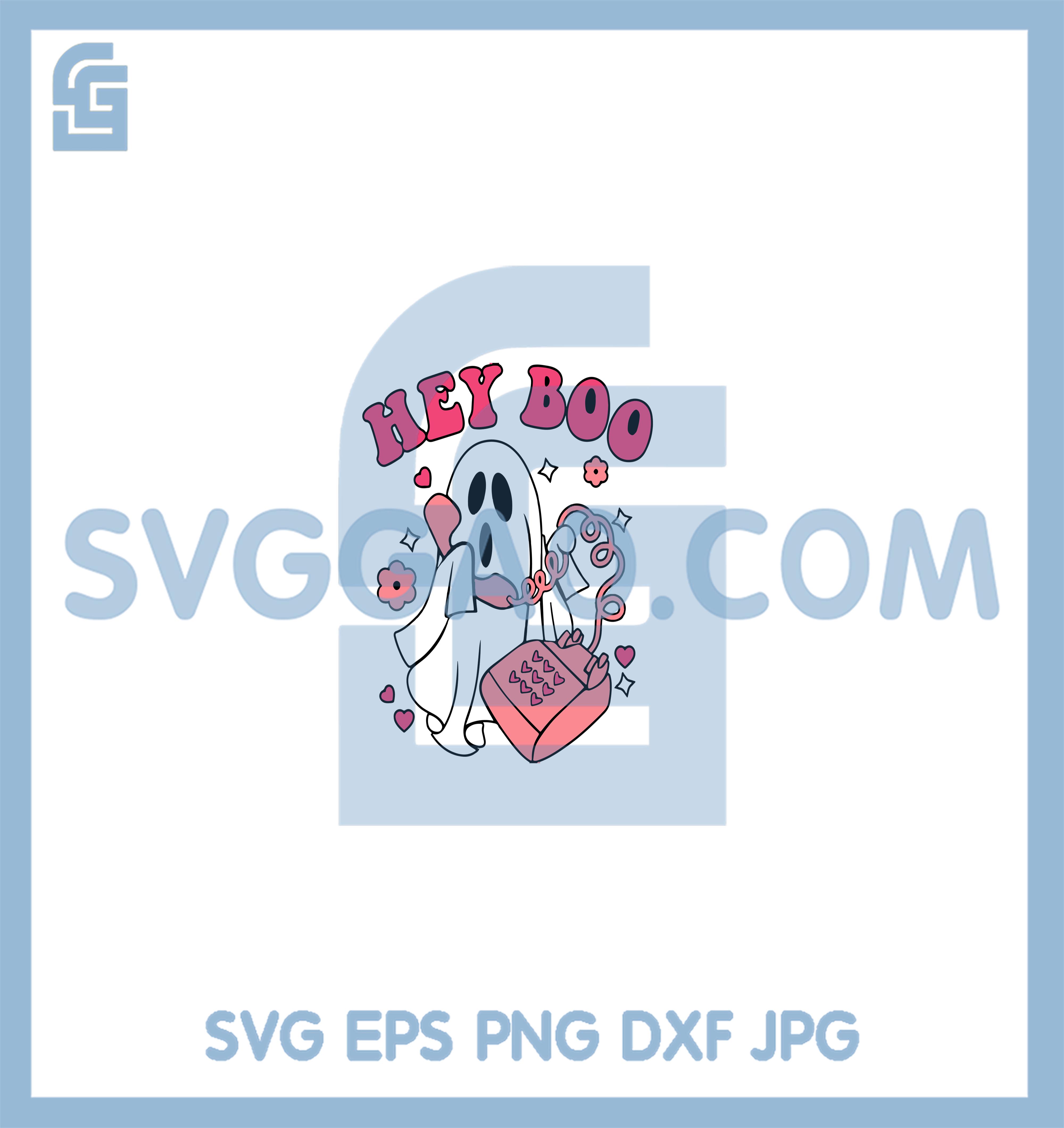 Hey Boo SVG, Cute Ghost SVG, Ghost Halloween SVG