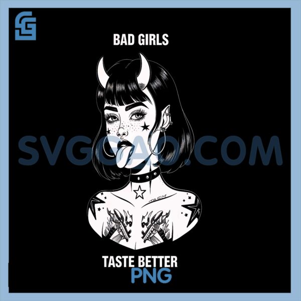 Bad Girls Taste Better Tattoo PNG, Devil Halloween PNG