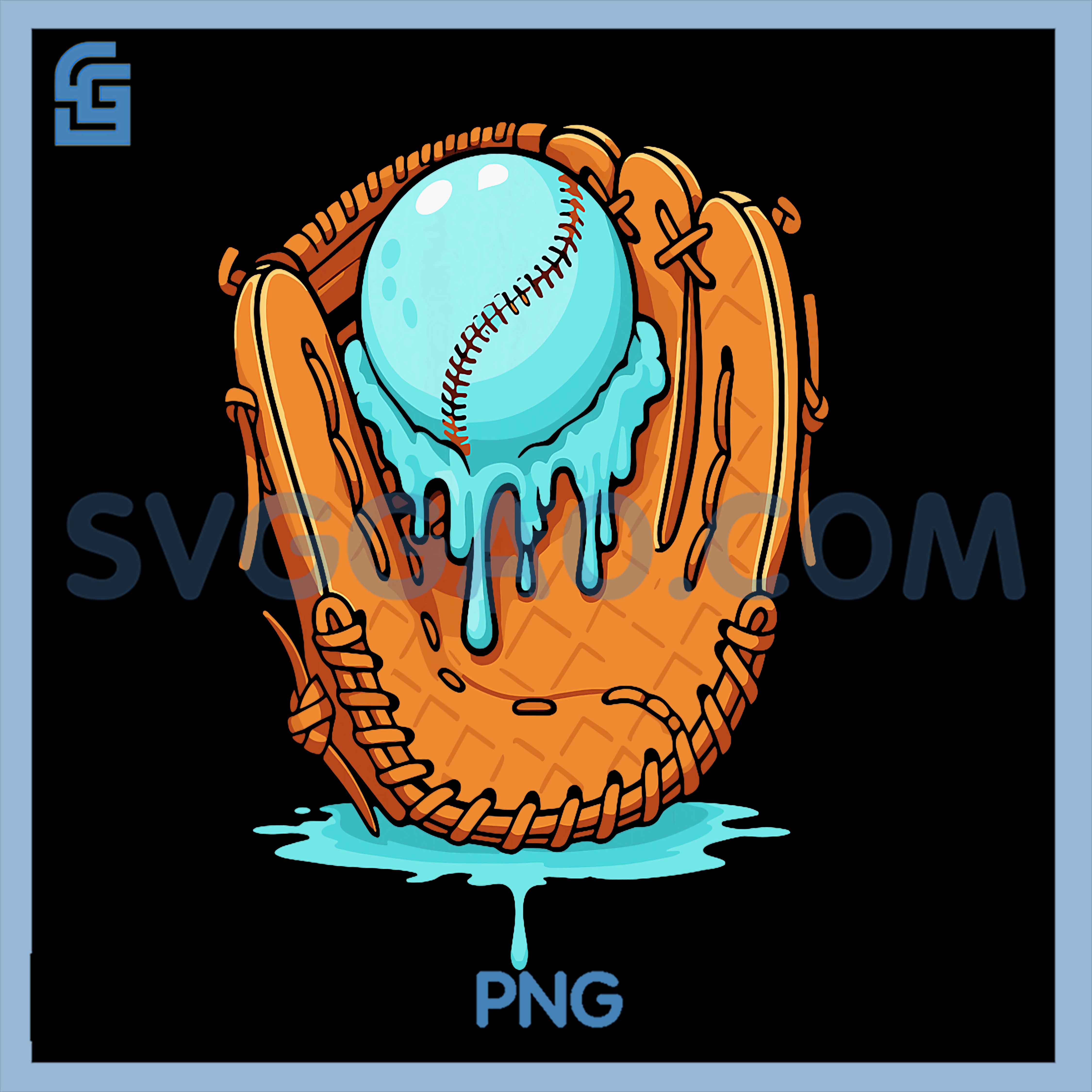 Baseball Drip Ice Cream PNG, Baseball Glove Dripping PNG