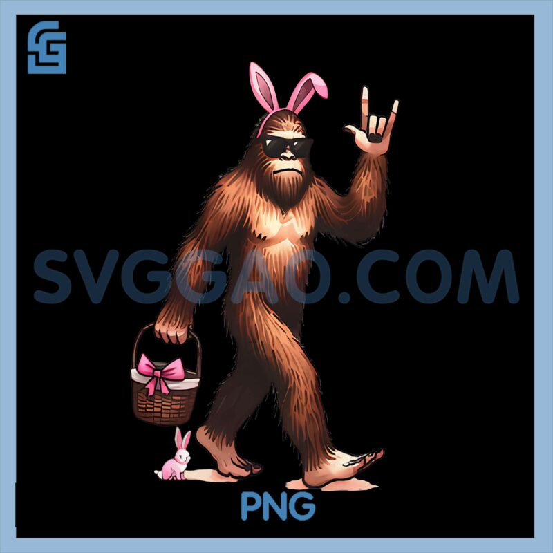 Bigfoot Sasquatch Bunny PNG, Easter Eggs Retro PNG – SVGGAO