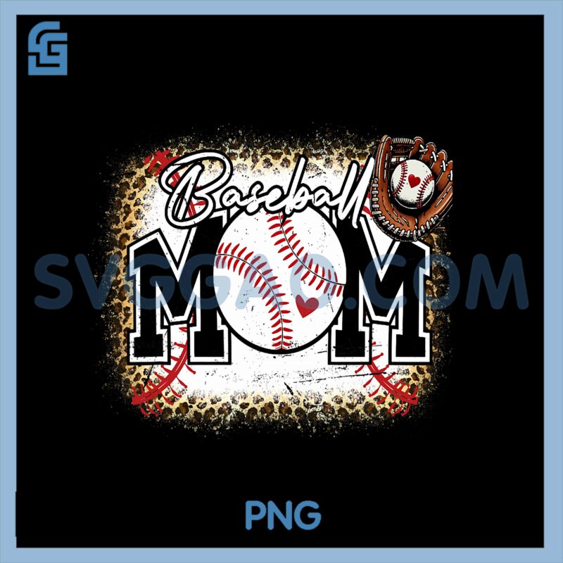 Bleached Baseball Mom Leopard PNG, Baseball Lover Mother's Day PNG