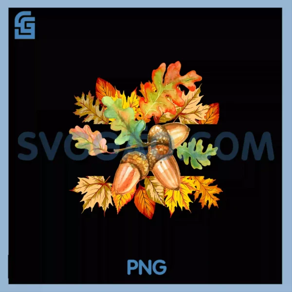Autumn Leaves and Acorns Fall Season PNG, Thanksgiving PNG – SVGGAO