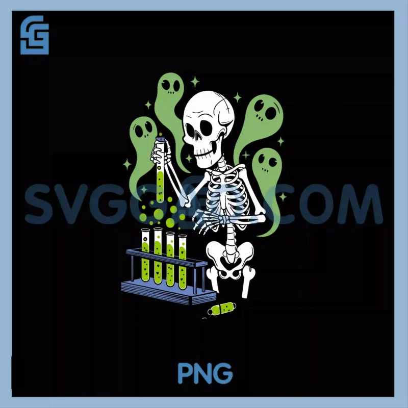 Skeleton Scientist Science Lovers PNG, Spooky Halloween Chemistry PNG