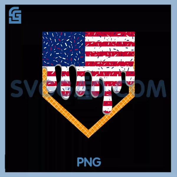 4th Of July Baseball Drip PNG, Ice Cream Patriotic American Flag PNG ...