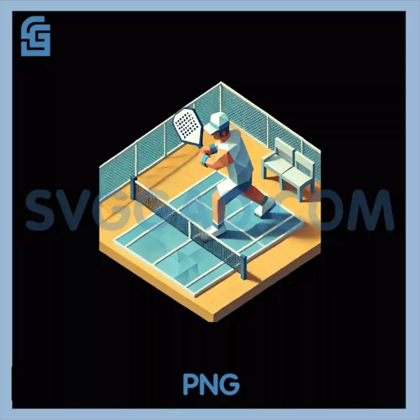 Bold Modern Isometric Pickleball Design PNG – SVGGAO