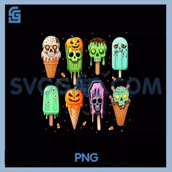 Spooky Popsicle Ice Cream Summer Party PNG, Halloween Summerween PNG ...