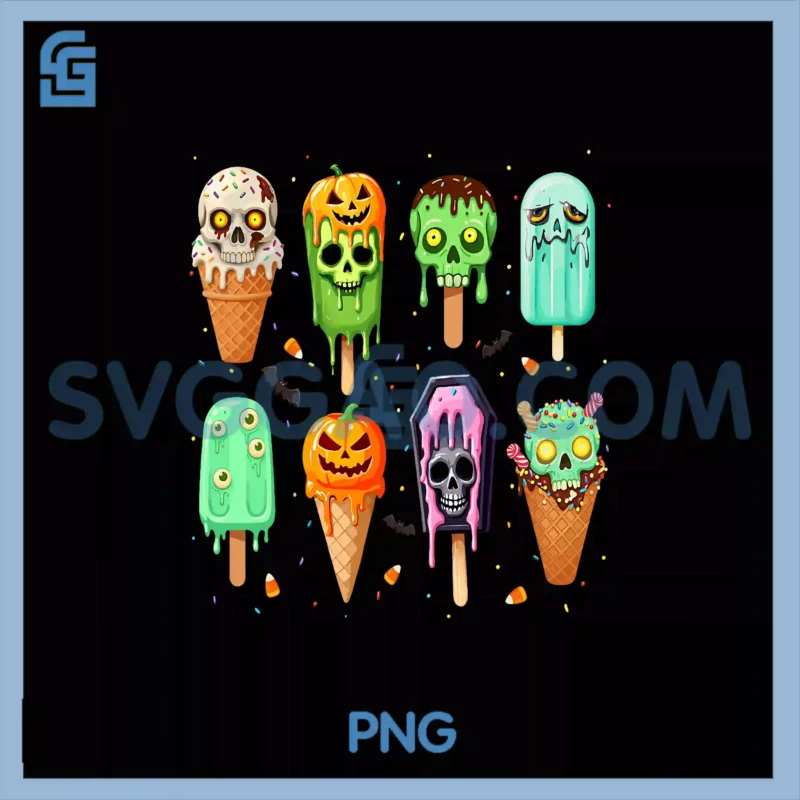 Spooky Popsicle Ice Cream Summer Party PNG, Halloween Summerween PNG