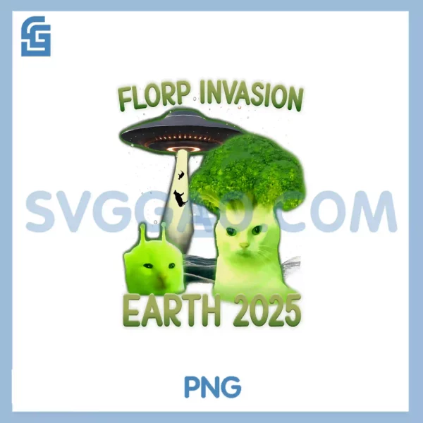 Florp Invasion PNG, Alien Brainrot Cat Dank Meme UFO Silly PNG