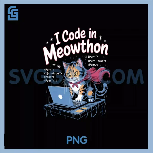 Tech Cat Meme I Code In Meowthon PNG, Developer Style PNG