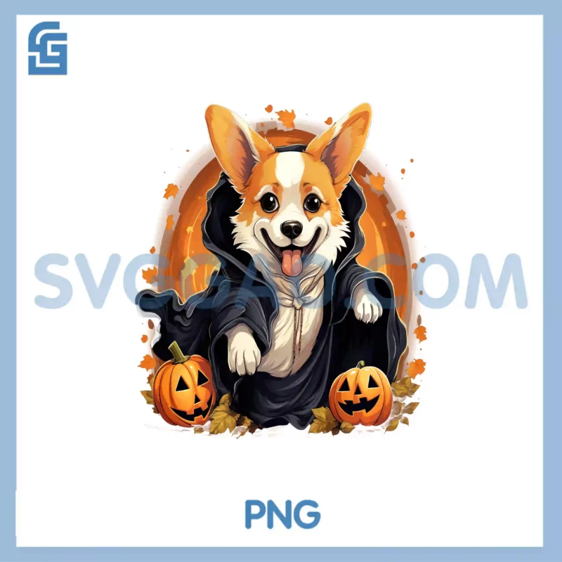Corgi Dog Ghost PNG, Halloween Pumpkin For Dog Lovers PNG