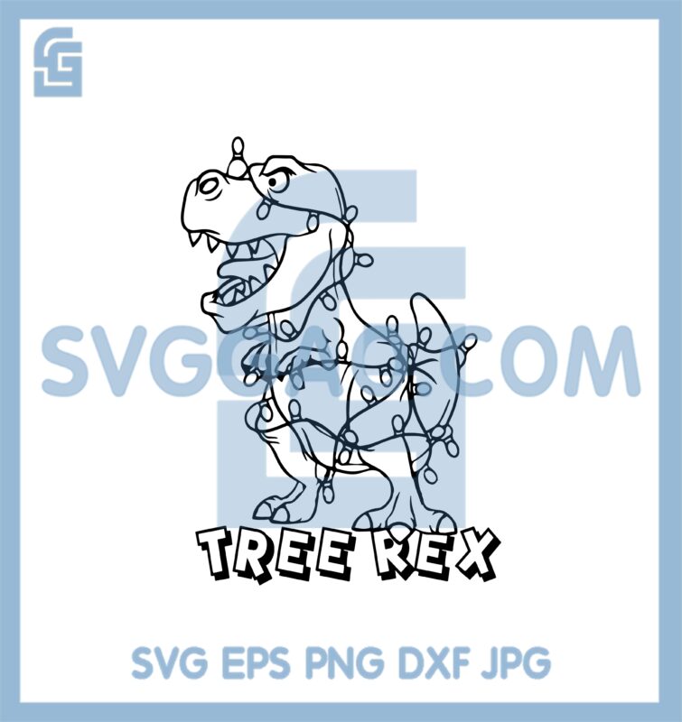 Dinosaur Christmas Lights Svg, Tree Rex Svg, Christmas Svg, Dinosaur ...