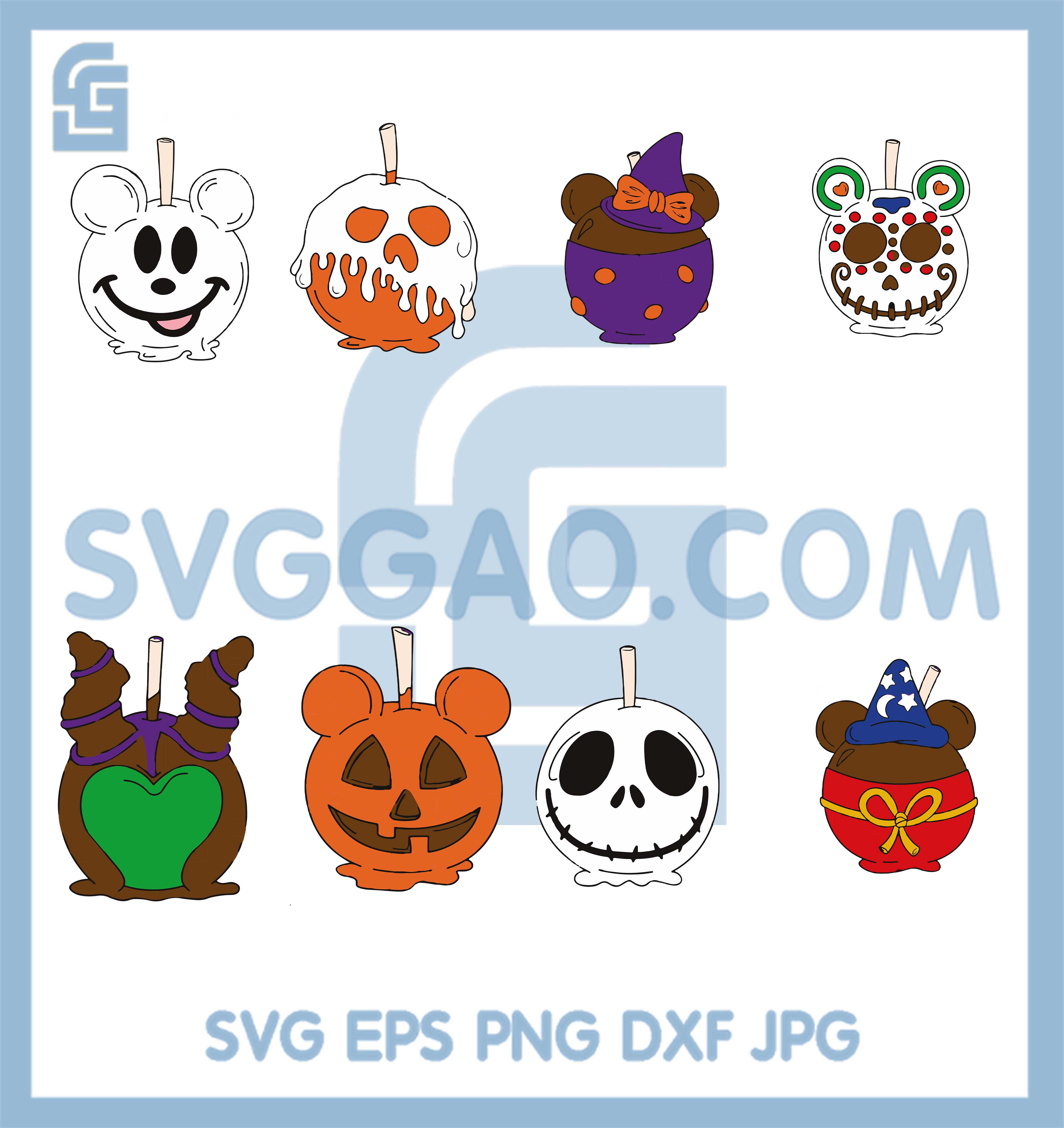 Halloween Candy Apple Mouse Svg, Mickey Minnie Bundle Svg, Candy Mouse Svg
