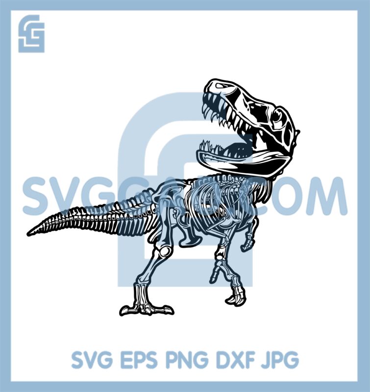 Dinosaur Skeleton Fossils Svg, T-Rex Bones Clipart Files Svg, Cdr Label Svg