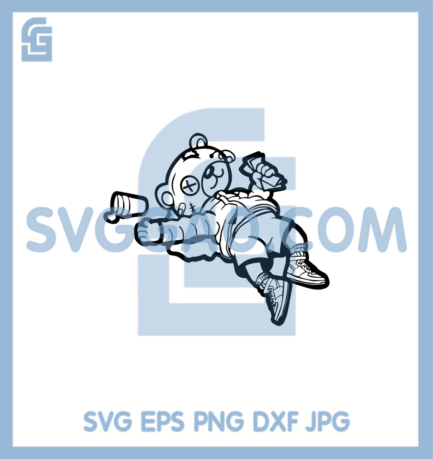 Drunk Gangster Party Svg, Teddy Bear Passed Svg, Out Drinking Purple ...