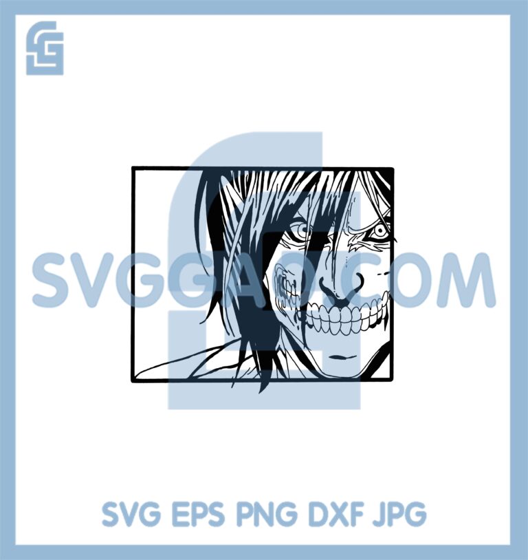 Eren Yeager Face Horror Svg, Attack On Titan Horror Svg, Titan Eren Svg ...