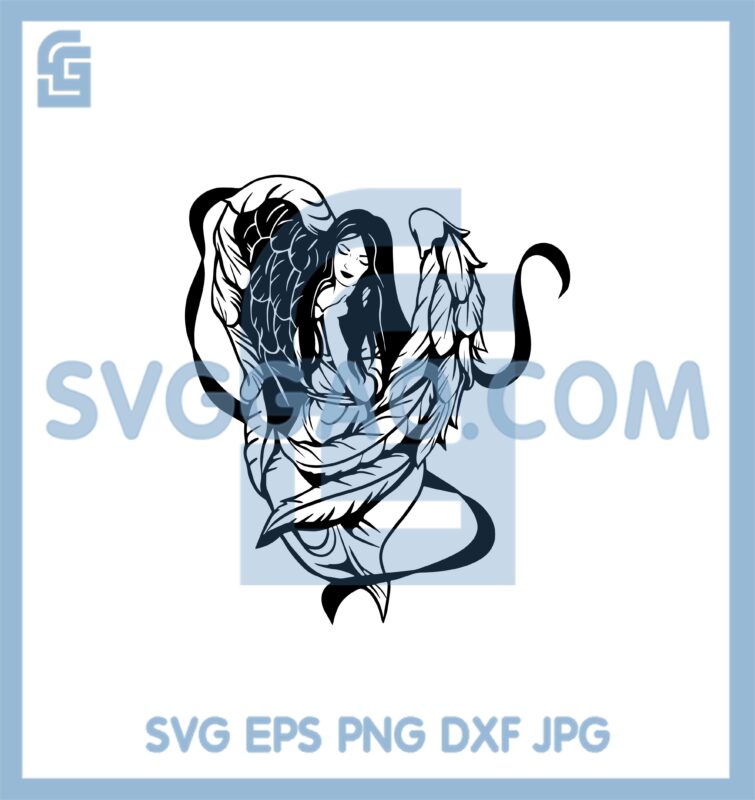 Angel Gothic Cute Svg, Girl Angel Gothic Svg, Angel Gothic Svg